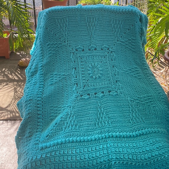 Hand Crafted | Bedding | Heirloom Crochet Turquoise Throw | Poshmark